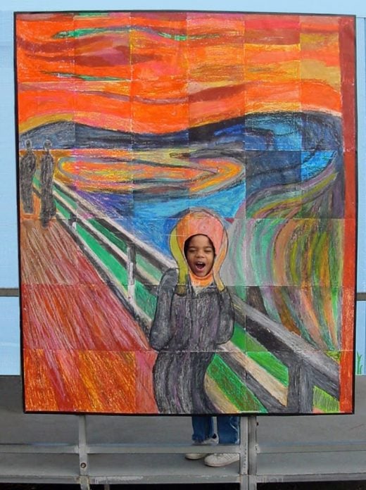Easy Scream Art Project Tutorial and Scream Art Coloring Page