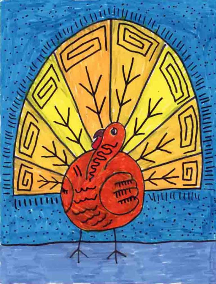 Easy How to Draw Turkey Tutorial and Turkey Coloring Page
