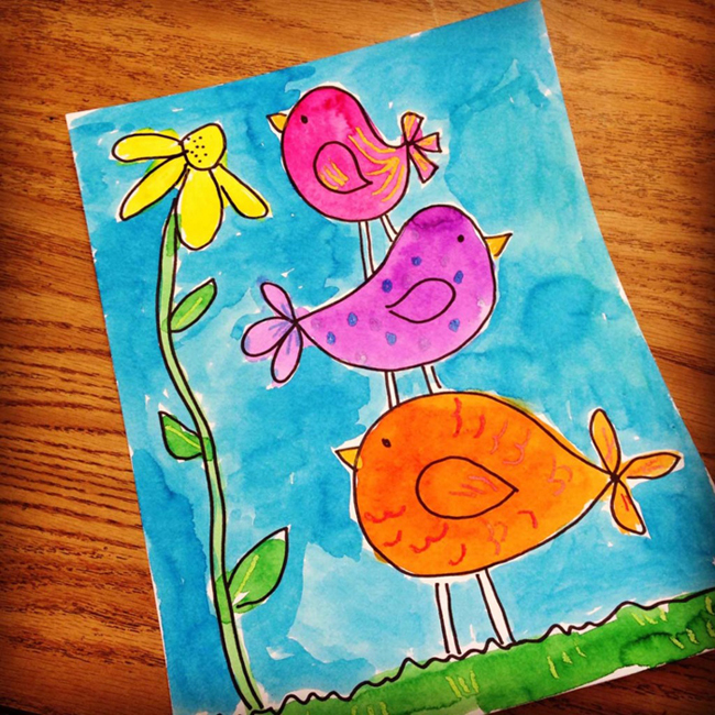 Little Birdies Watercolor Painting Art Projects For Kids Little Birdies Watercolor Painting Art Projects For Kids