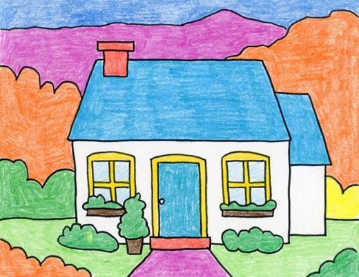 Easy How to Draw a Shop Tutorial and Shop Coloring Page