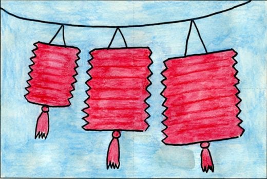 How to Draw a Chinese Lantern and Coloring Page