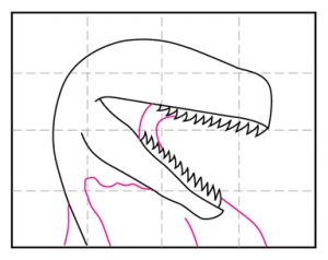 How to Draw a Dinosaur Head Tutorial and Dinosaur Coloring Page
