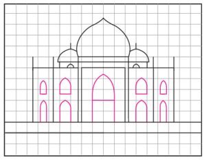 Easy How to Draw the Taj Mahal Tutorial, Taj Mahal Coloring Page