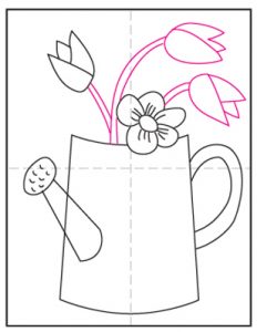 Easy How to Draw Spring Flowers Tutorial Video & Coloring Page