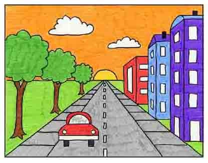 Draw a City with One Point Perspective · Art Projects for Kids