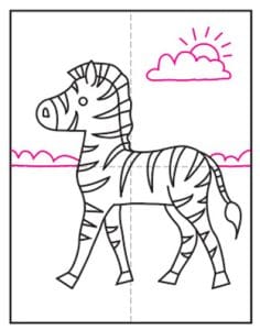 Easy How to Draw a Zebra Tutorial and Zebra Coloring Page