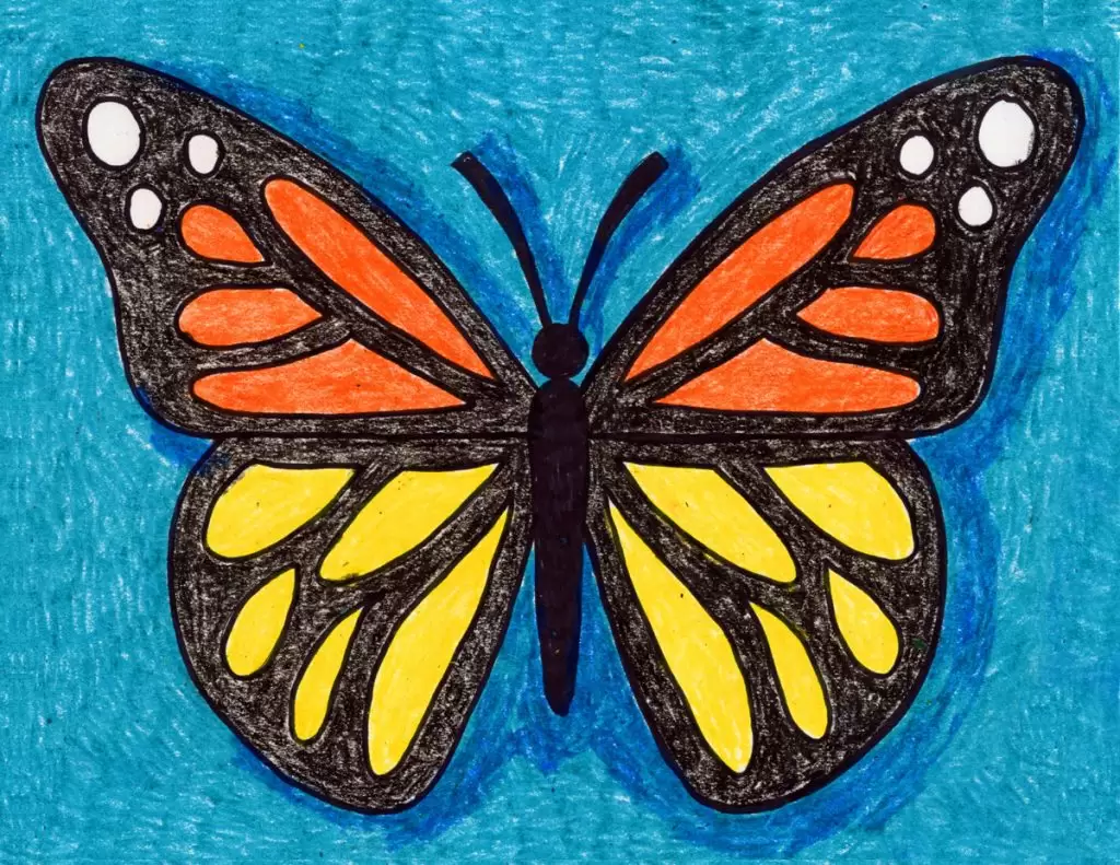 Easy How To Draw A Butterfly Tutorial Video And Butterfly Coloring Easy How To Draw A Butterfly Tutorial Video And Butterfly Coloring