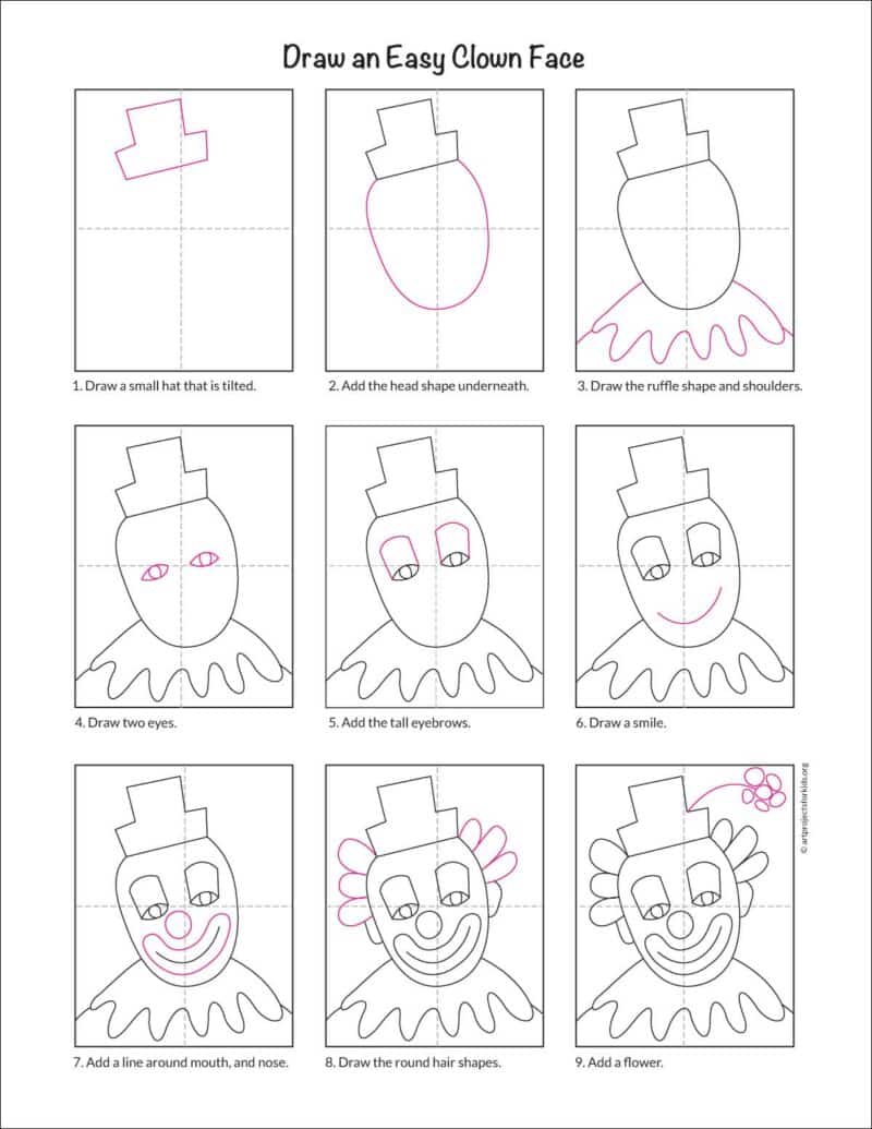 How to Draw a Clown Face: Easy Step-by-Step Art Lesson for Kids
