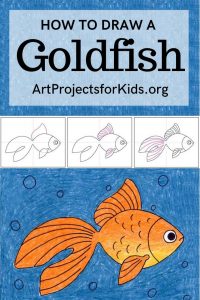 Easy How to Draw a Goldfish Tutorial and Goldfish Coloring Page