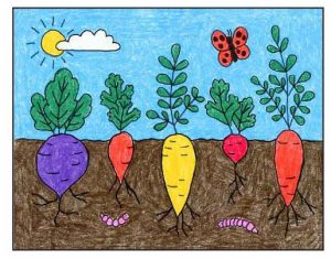 Easy How to Draw Vegetables Tutorial and Vegetable Coloring Page