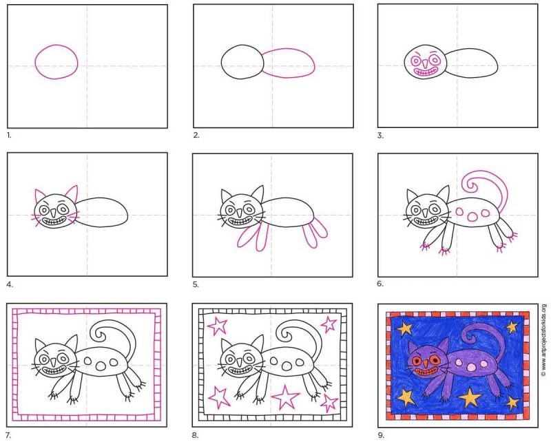 How to Draw a Folk Art Cat · Art Projects for Kids