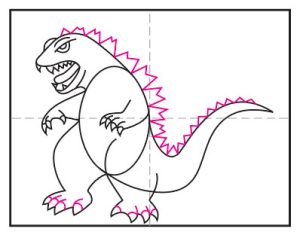 Easy How to Draw Godzilla Tutorial Video & Godzilla Coloring Page