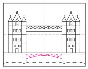 Easy How to Draw London Tower Bridge Tutorial, Coloring Page