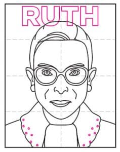 Easy How to Draw Ruth Bader Ginsburg and Coloring Page