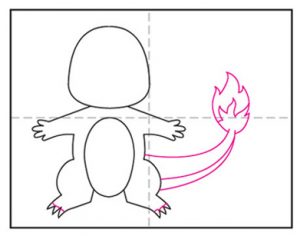 Easy How to Draw Charmander Tutorial and Coloring Page
