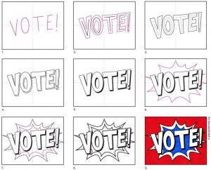 How to draw VOTE letters: Easy Step-by-Step Art Lesson for Kids
