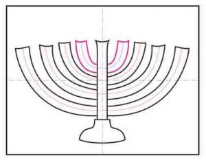 Easy How to Draw a Menorah Tutorial Video and Coloring Page