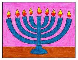 Easy How to Draw a Menorah Tutorial Video and Coloring Page