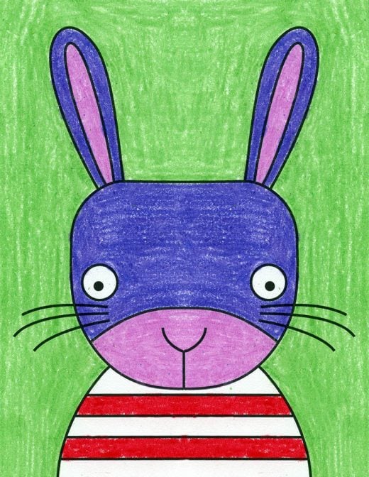 Easy How to Draw a Bunny Face Tutorial Video and Coloring Page