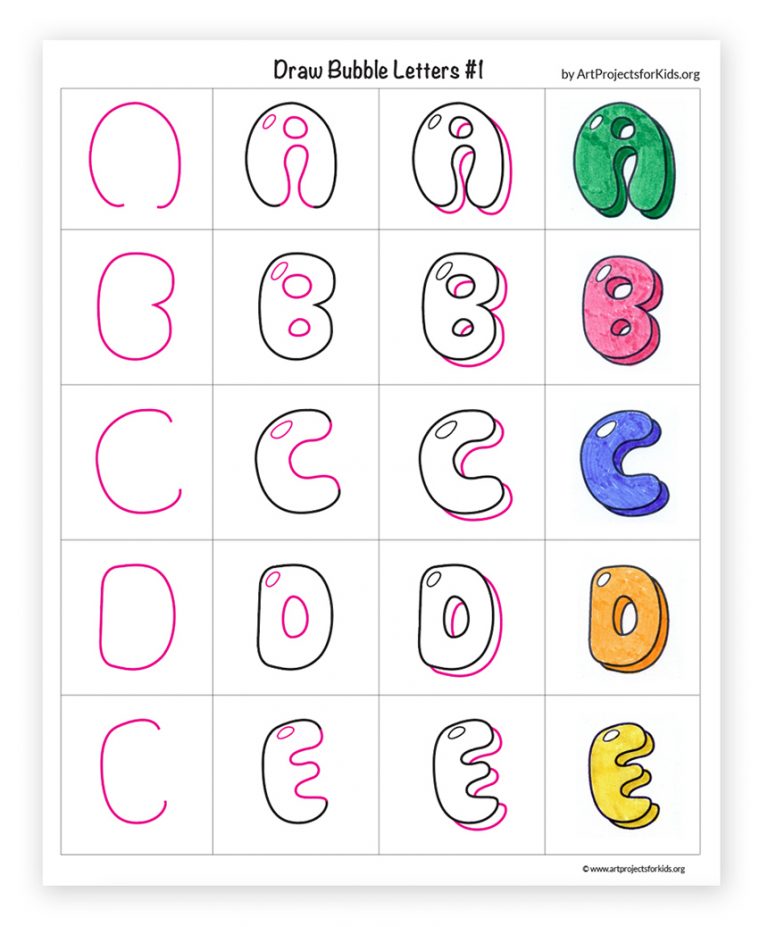 Easy How To Draw Bubble Letters Tutorial And Coloring Page Easy How To Draw Bubble Letters Tutorial And Coloring Page