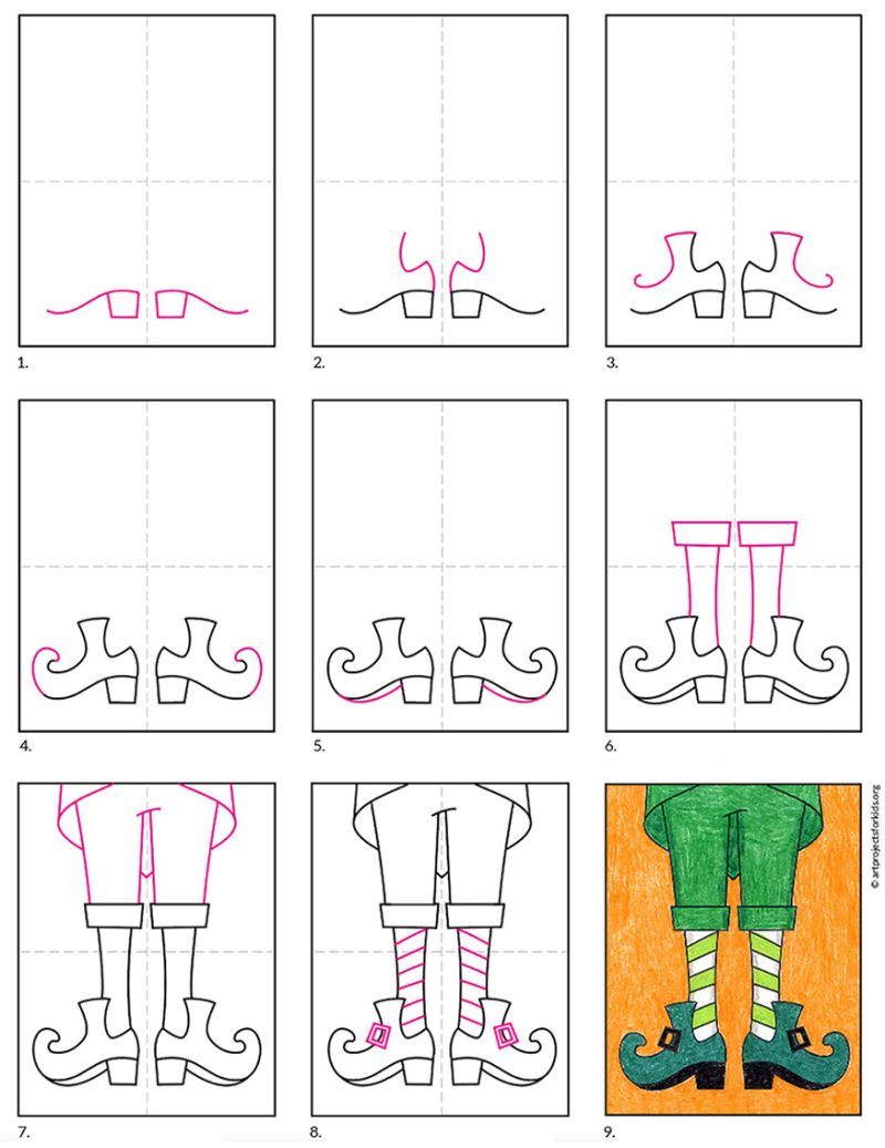 How to Draw Leprechaun Feet: Step-by-Step Art Lesson for Kids