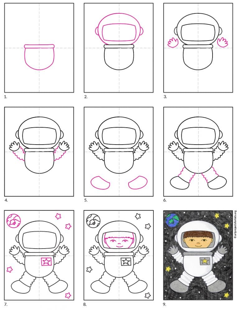 How to Draw an Astronaut: Easy Step-by-Step Art Lesson for Kids