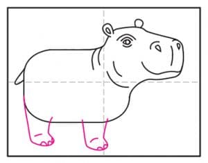Easy How to Draw a Hippopotamus Tutorial Video & Coloring Page