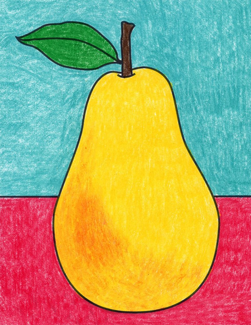 Easy How to Draw a Pear Tutorial and Pear Coloring Page
