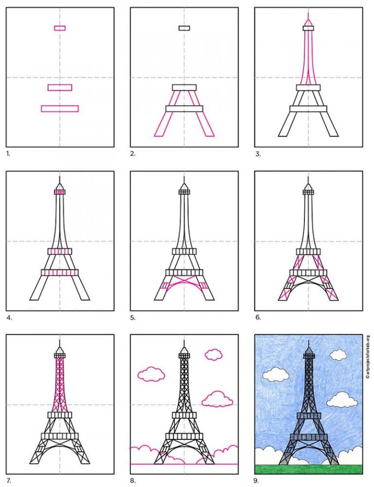 How to Draw the Eiffel Tower: Easy, Step-by-Step Art Lesson for Kids