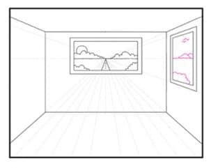 Easy How to Draw a One Point Perspective Room & Coloring Page