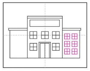 Easy How to Draw a School Tutorial Video and Coloring Page