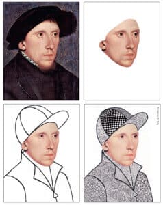 Open-and-Go Line Art Portraits: Famous Portrait Remix Templates