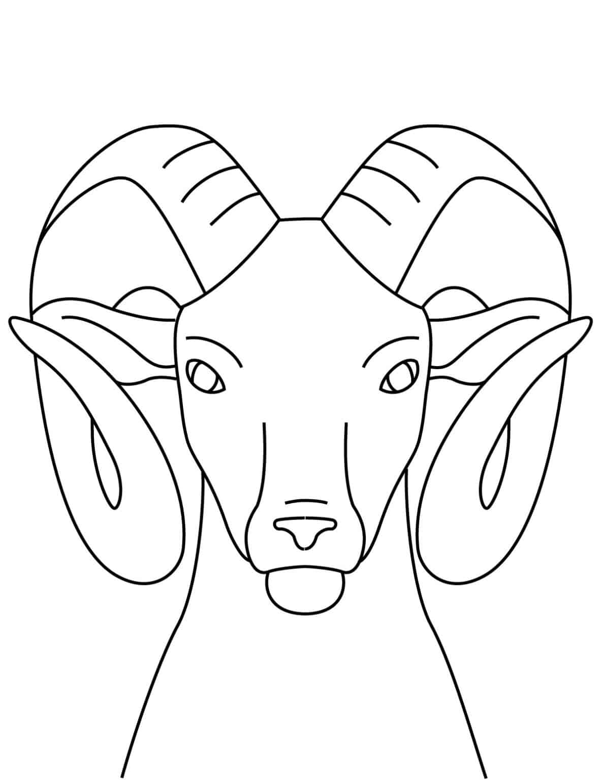 Ram Drawing: Easy How to Draw a Ram Face with Horns for Kids
