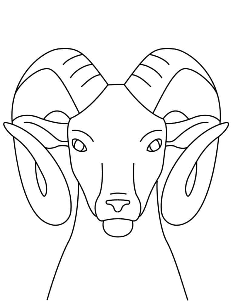Ram Drawing: Easy How to Draw a Ram Face with Horns for Kids