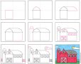 Easy How to Draw a Barn Tutorial and Barn Coloring Page