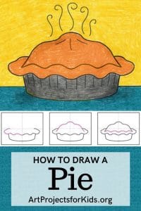Easy How to Draw Pie Tutorial and Pie Coloring Page