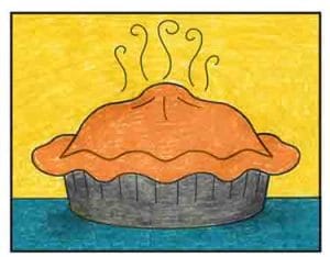 Easy How to Draw Pie Tutorial and Pie Coloring Page