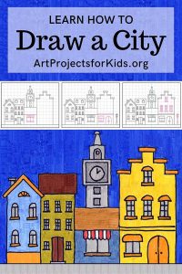 Easy How to Draw a City Tutorial and City Coloring Page