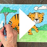 Easy How to Draw a Tiger Tutorial Video and Tiger Coloring Page