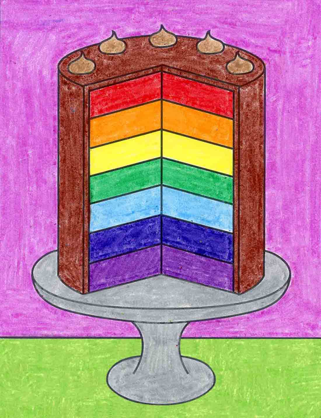 Easy How To Draw A Cake Tutorial And Cake Coloring Page Easy How To Draw A Cake Tutorial And Cake Coloring Page