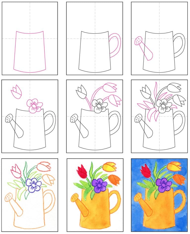 Easy How to Draw Spring Flowers Tutorial Video & Coloring Page