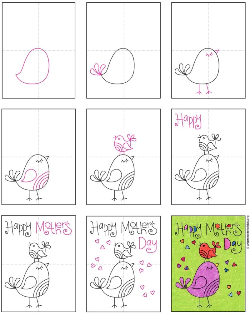 Easy Mother’s Day Card Drawing