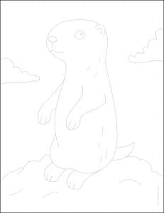 Easy How to Draw a Prairie Dog Tutorial and Prairie Dog Coloring Page