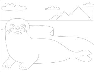 Easy How to Draw a Seal Tutorial and Seal Coloring Page