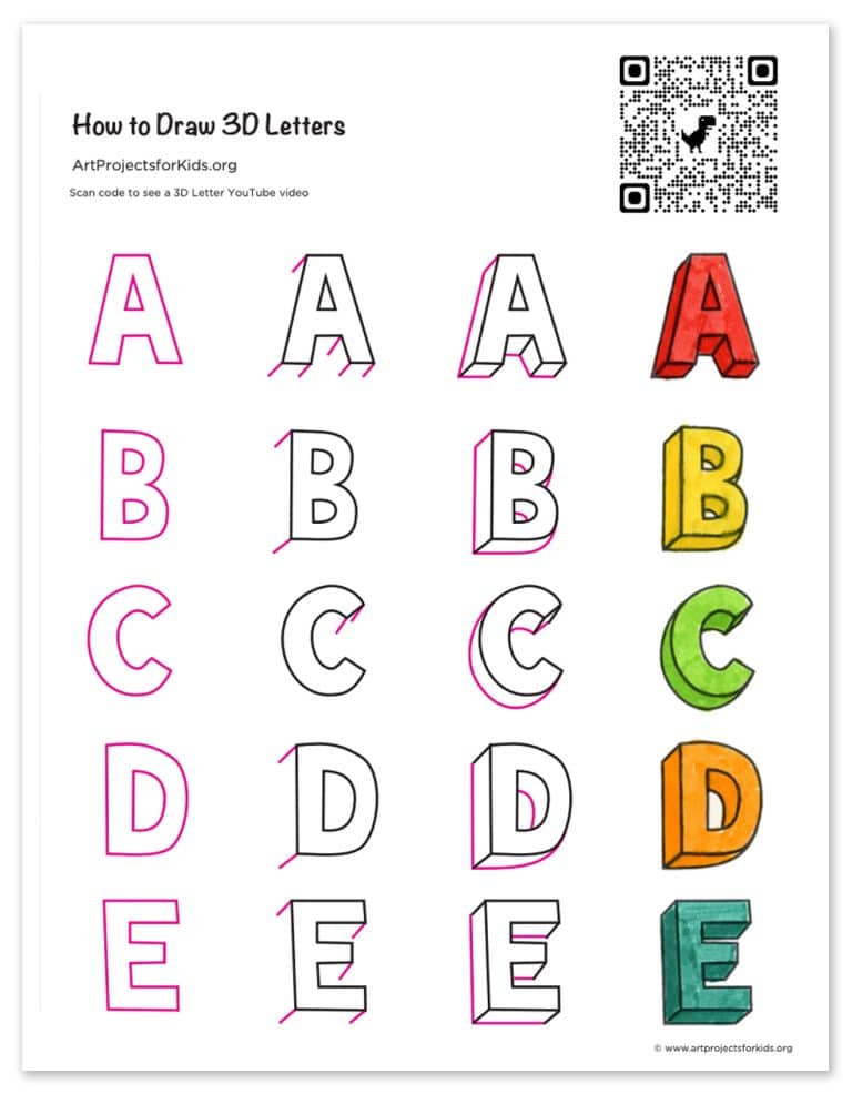 How to Draw 3D Letters: Alphabet Drawing Lesson