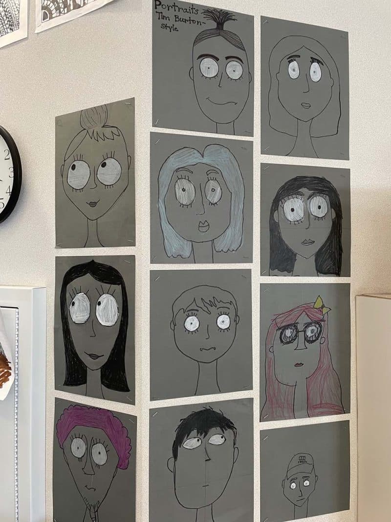 Tim Burton Self Portrait Art Lesson + Drawing Worksheet for Kids