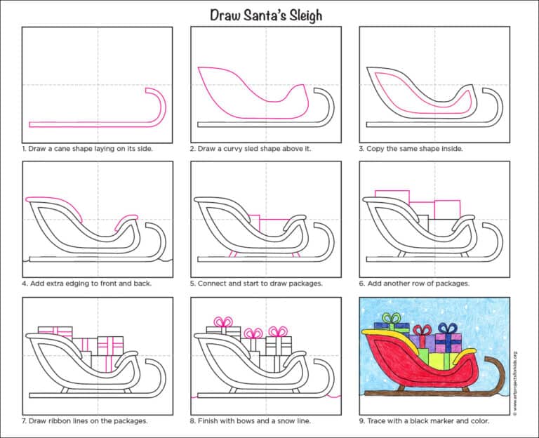 How to Draw Santa’s Sleigh: Easy Step-by-Step Art Lesson for Kids