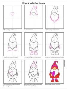 How to Draw a Valentine Gnome: Easy Step-by-Step Art Lesson for Kids