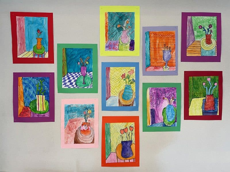 Draw a Matisse Inspired Art Project Tutorial and Coloring Page