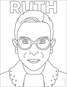 Easy How to Draw Ruth Bader Ginsburg and Coloring Page